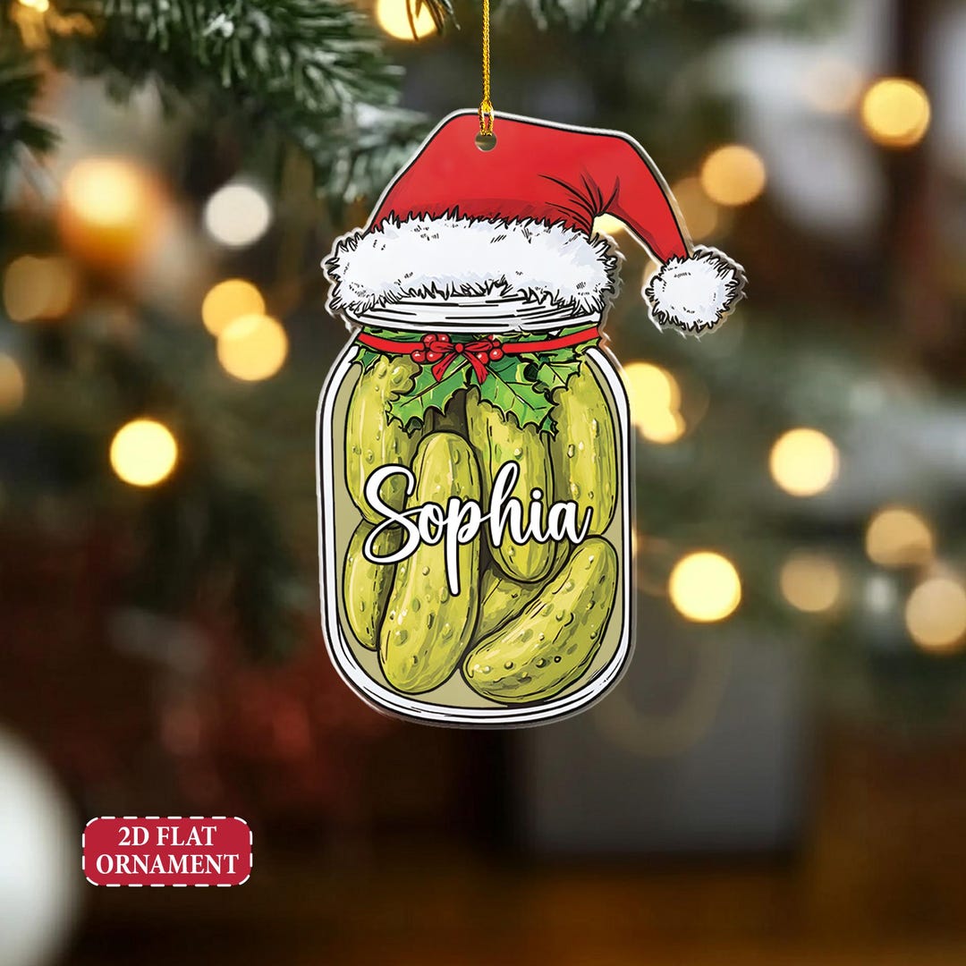 Personalized Pickle Jar Acrylic Ornament, Pickle Jar Christmas 2D Flat ...