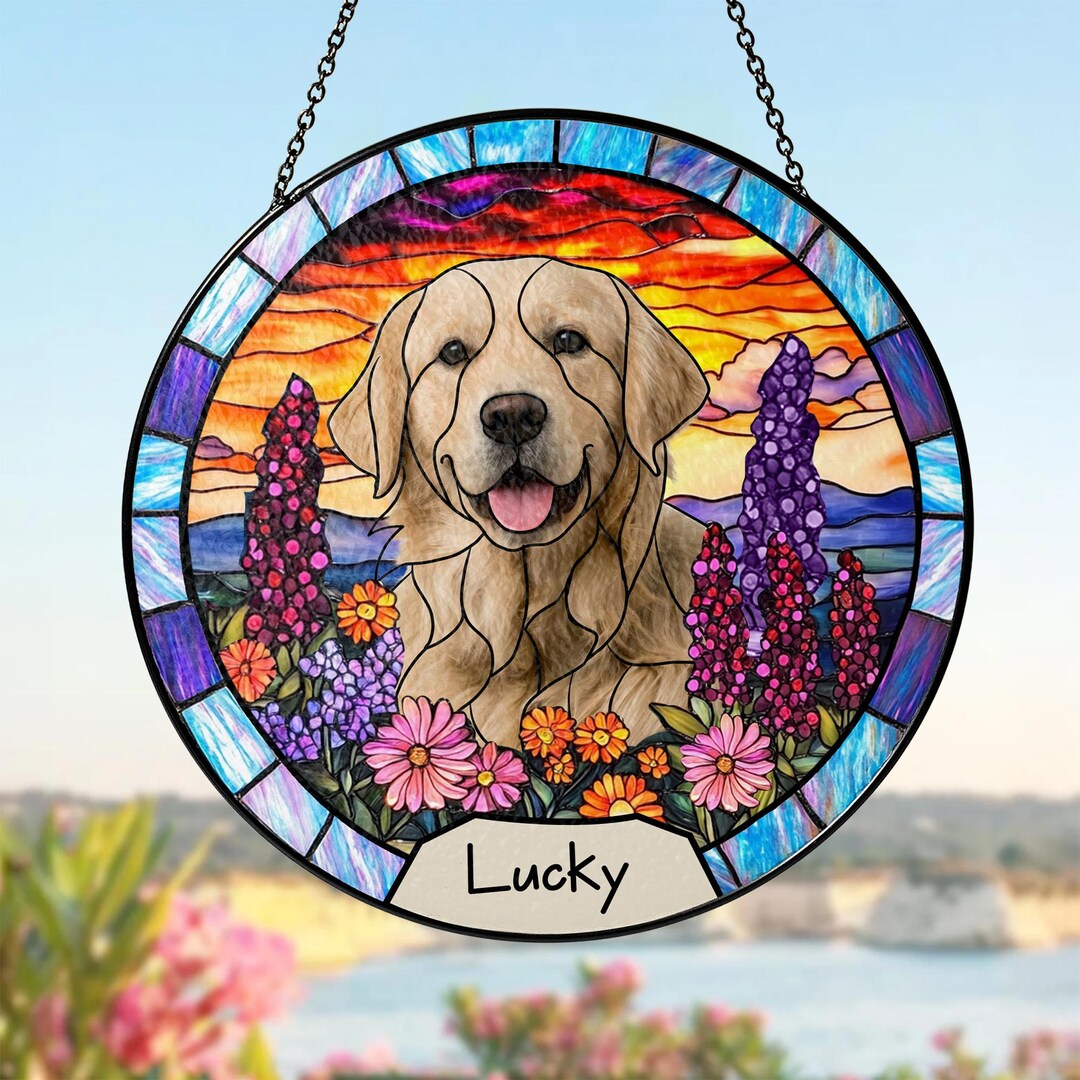 Personalized Dog Memorial Stained Glass Suncatcher, Loss of Pet Gift ...