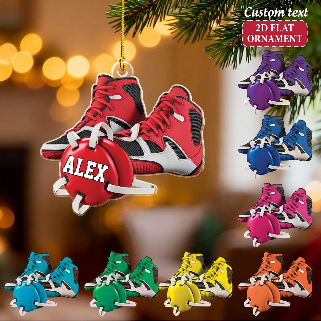 Personalized Wrestling Acrylic Ornament, Wrestling Christmas 2D Flat ...