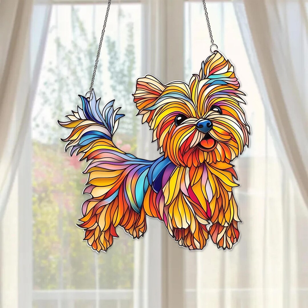 Yorkshire Terrier Acrylic Suncatcher, Yorkie Dog Window Hanging, Yorkie ...