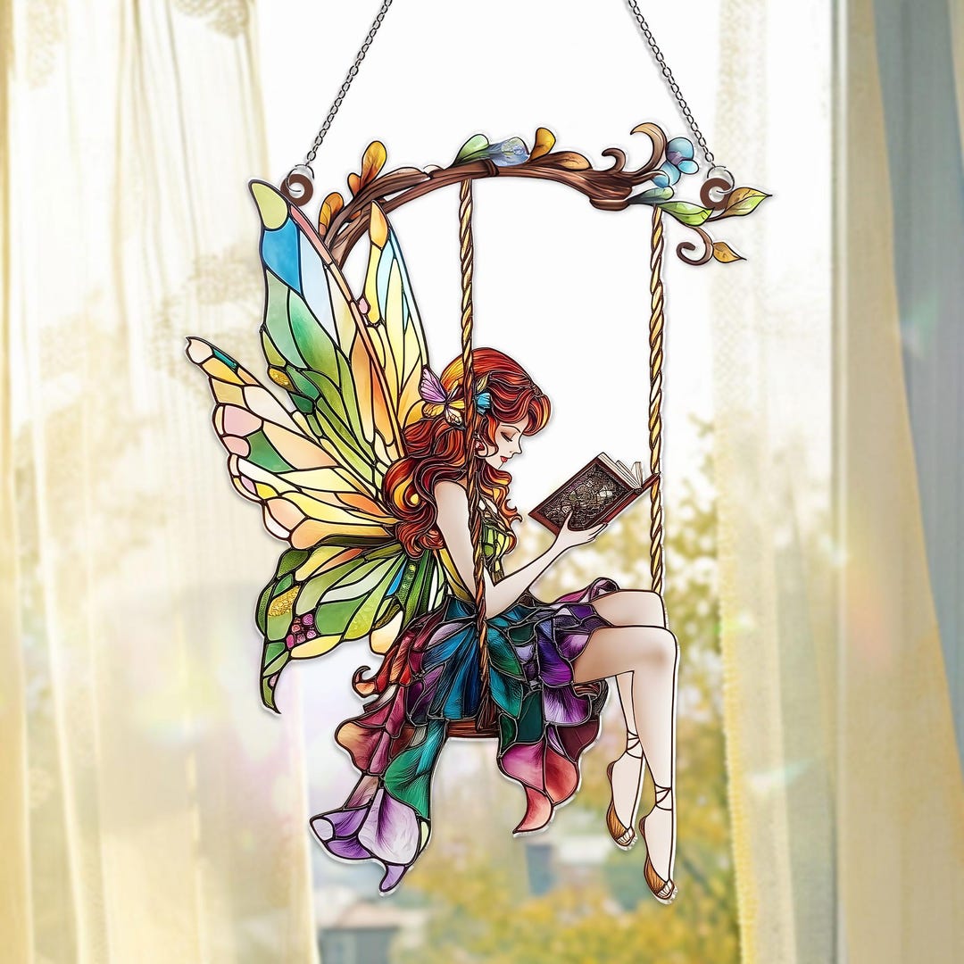 Forest Fairy Acrylic Suncatcher, Fairy Wings Window Hanging, Fantasy ...