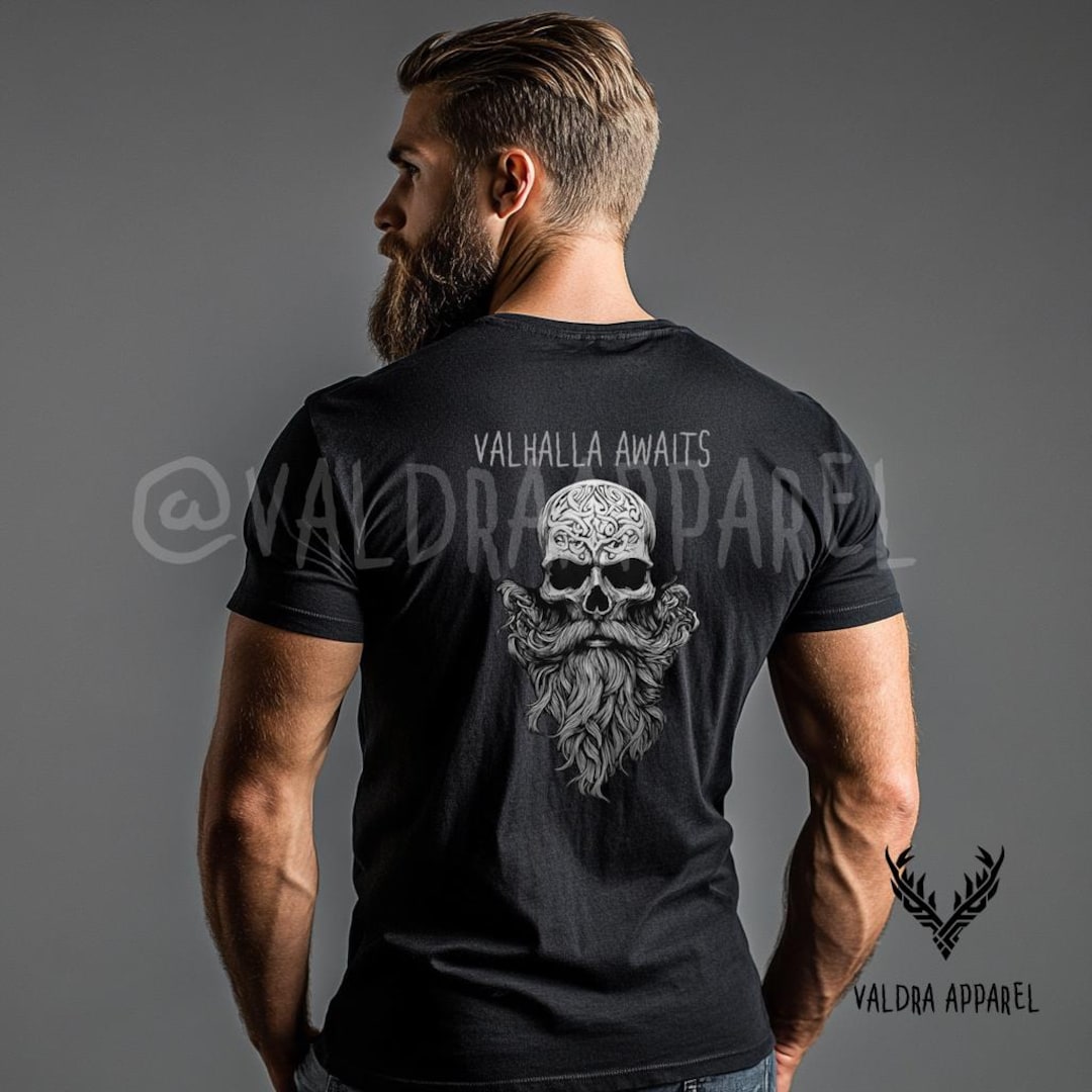 Valhalla Awaits With Valdra Logo Viking T-shirt, Norse Mythology Valhalla Tee Shirt, Viking ...