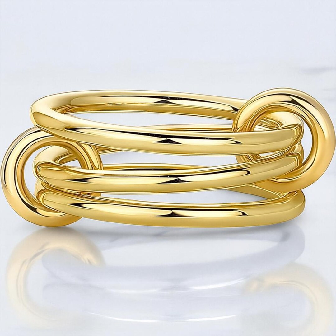 14K Solid Gold Interlocking Multi-band Ring • Modern Statement ...