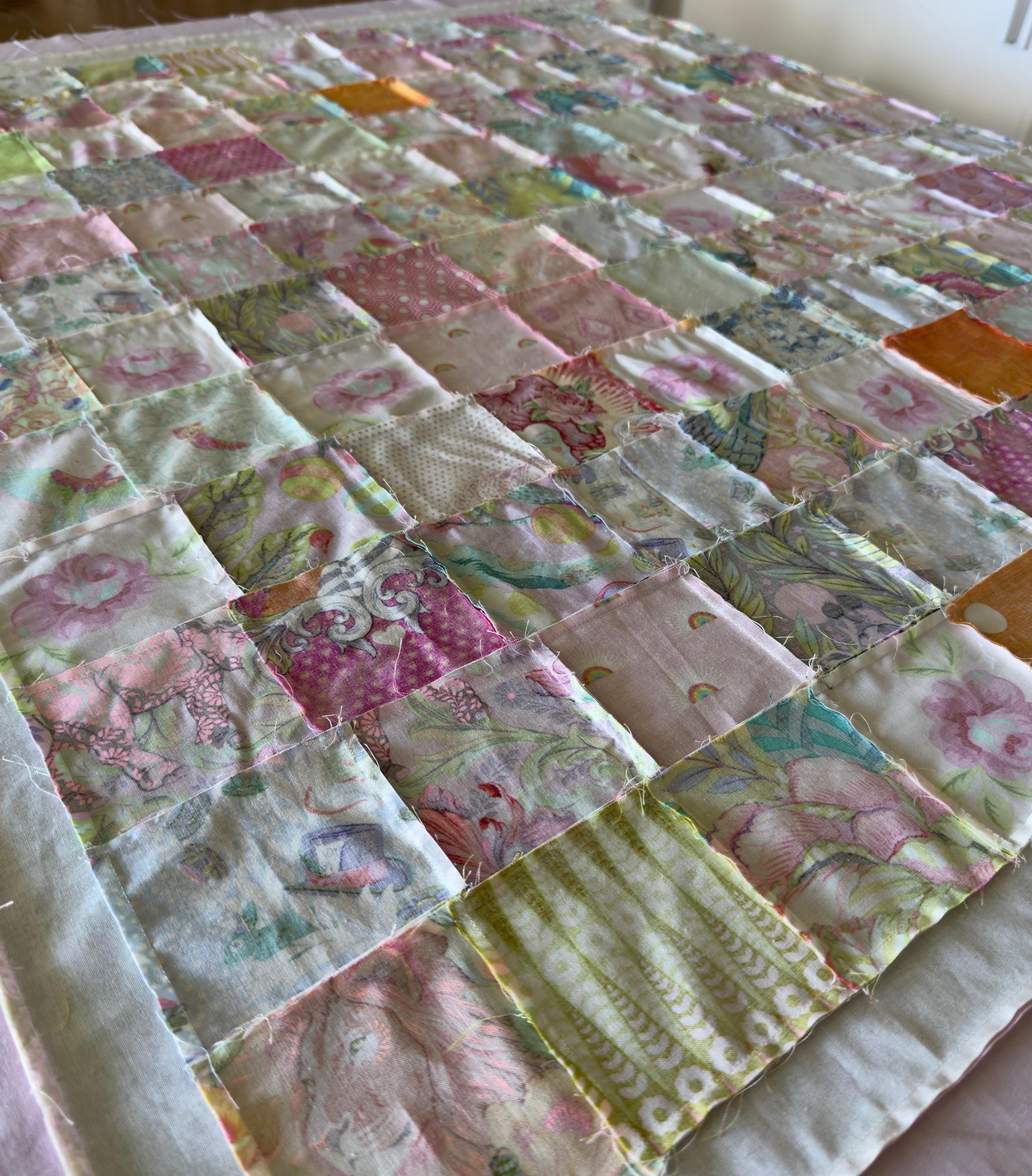Tula Pink Unfinished Quilt Top With Backing Fabric for Lap, Toddler, or ...