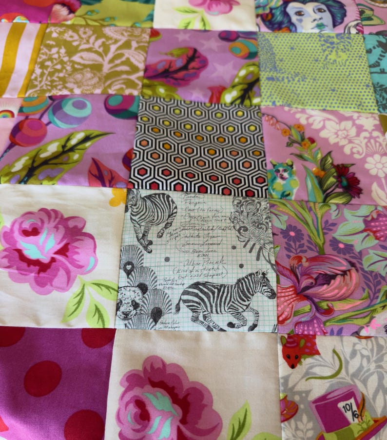 Tula Pink Unfinished Quilt Top With Backing Fabric for Lap, Toddler, or ...