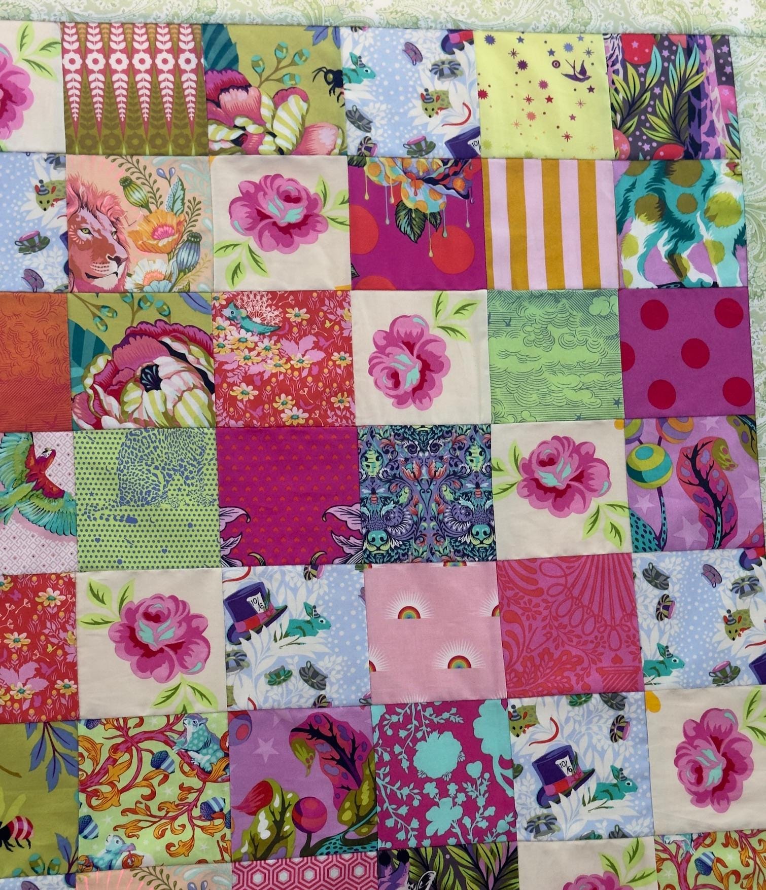 Tula Pink Unfinished Quilt Top With Backing Fabric for Lap, Toddler, or ...