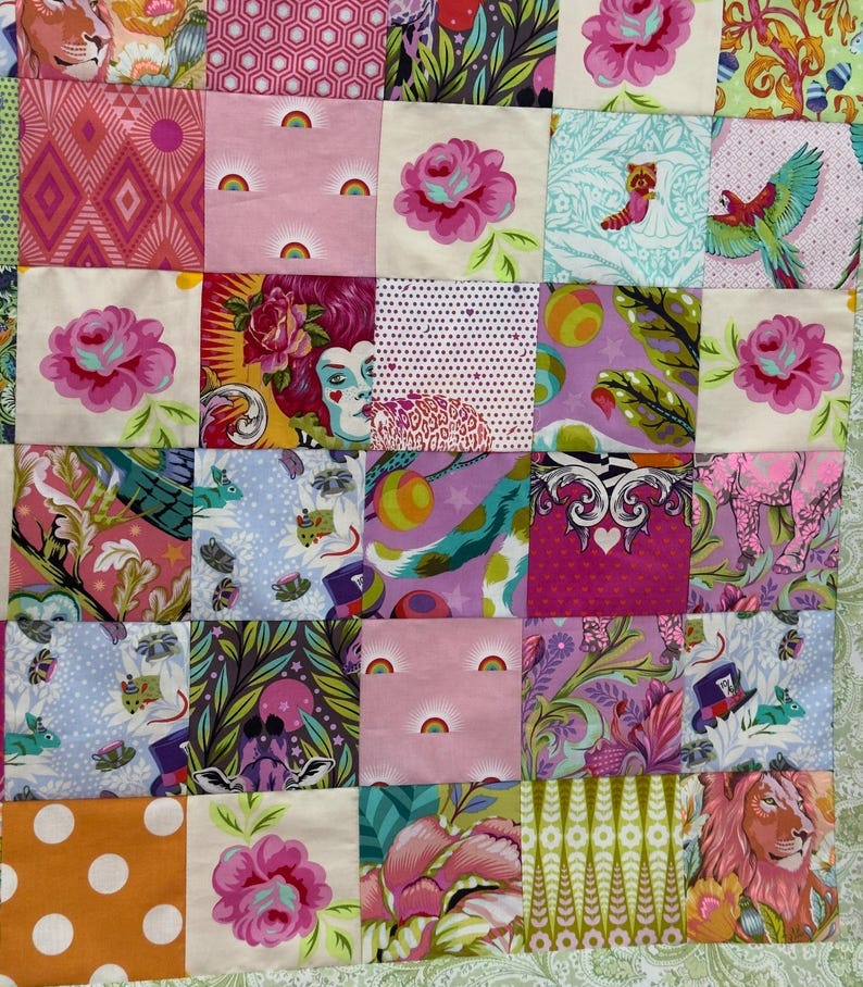 Tula Pink Unfinished Quilt Top With Backing Fabric for Lap, Toddler, or ...