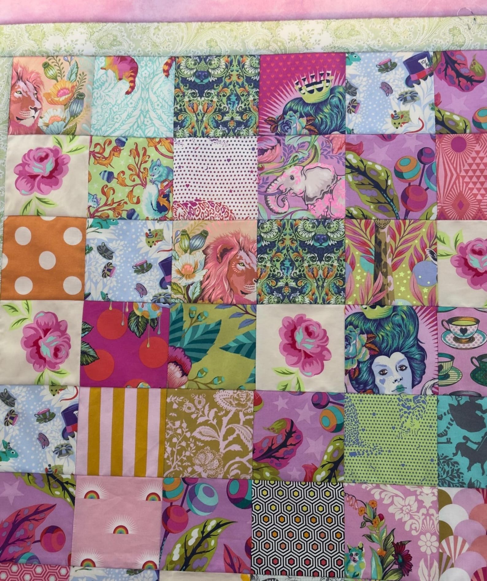 Tula Pink Unfinished Quilt Top With Backing Fabric for Lap, Toddler, or ...