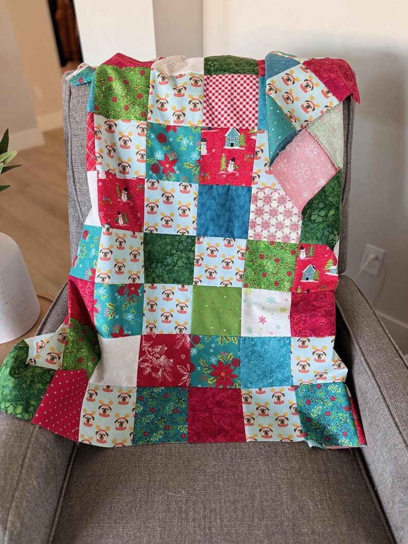Unfinished Holiday Quilt Top / Handmade / Needs Backing, Batting ...