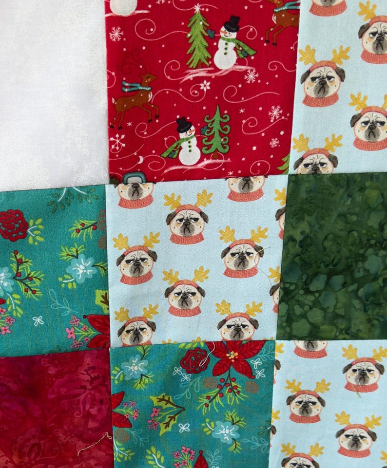 Unfinished Holiday Quilt Top / Handmade / Needs Backing, Batting ...