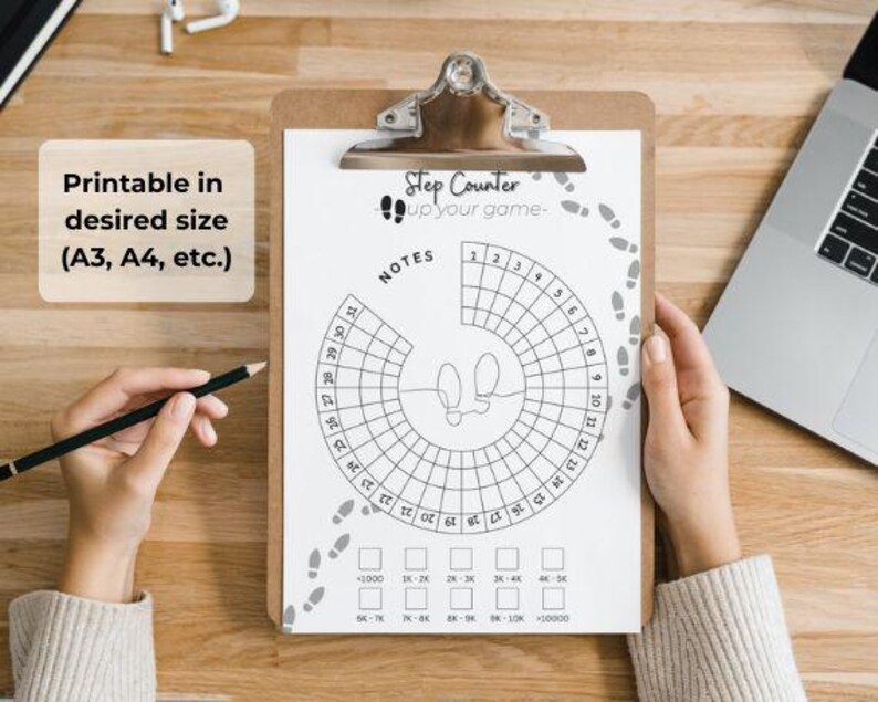 Step Tracker Monthly Printable Step Counter Digital Pedometer Walk ...