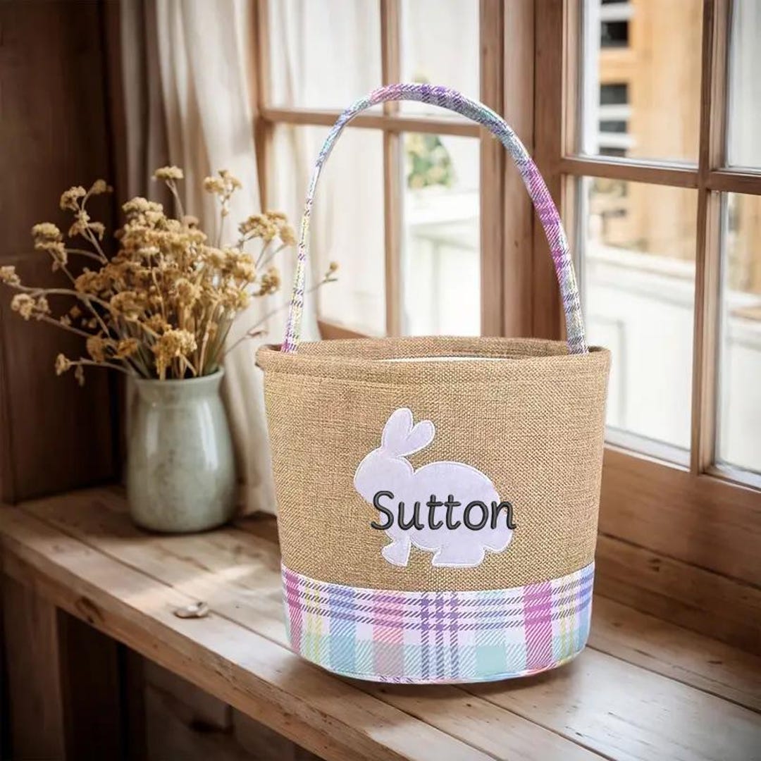 Personalized Easter Basket for Kids, Embroidered Custom Name Easter ...