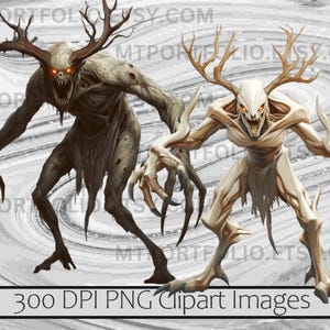 Wendigo Cryptid Clipart Classic Monster PNG Bundle PNG Graphics ...