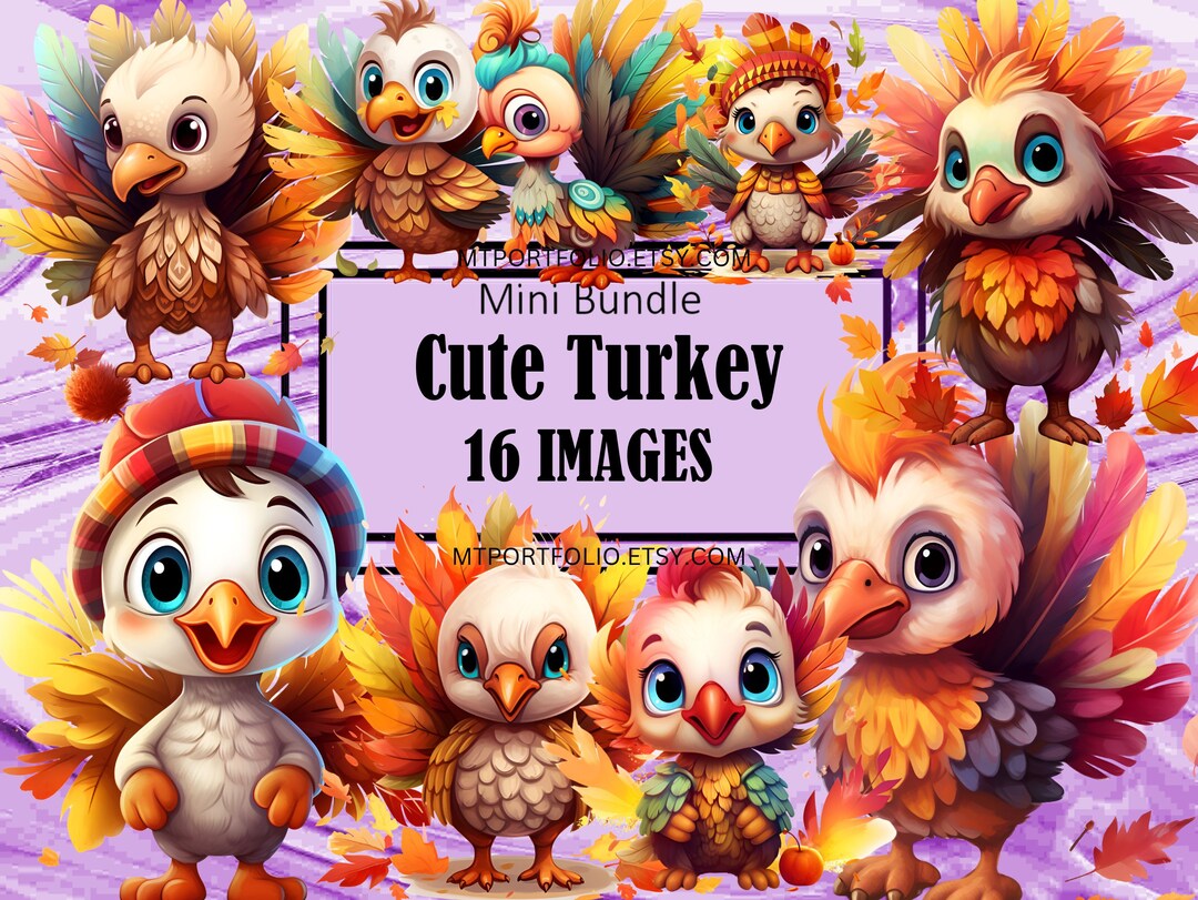 Cute Baby Turkey Clipart PNG Thanksgiving Holiday Art Clipart Graphics ...