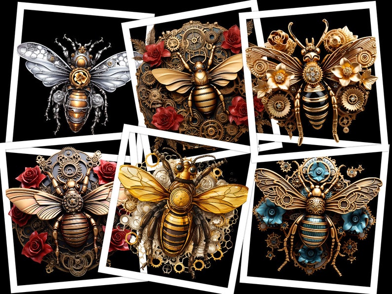 Steampunk Bees PNG Graphics Transparent Commercial Use ~digital ...