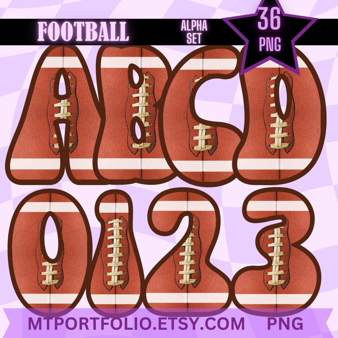 Football Alphabet PNG Bubble Letters Individual Letters and Numbers ...