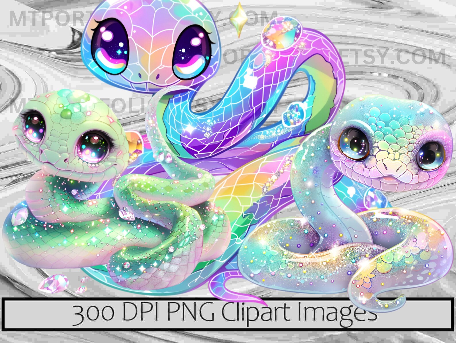 Shiny Snakes Clipart Shimmer Gem Snake PNG 80s Pastel Rainbow Snake ...
