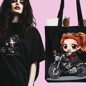 Chibi Biker Girls Clipart Motorcycle PNG Digital Download Leather ...
