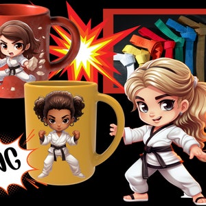Chibi Karate Clipart Martial Arts PNG Digital Download Black Belt Gi ...