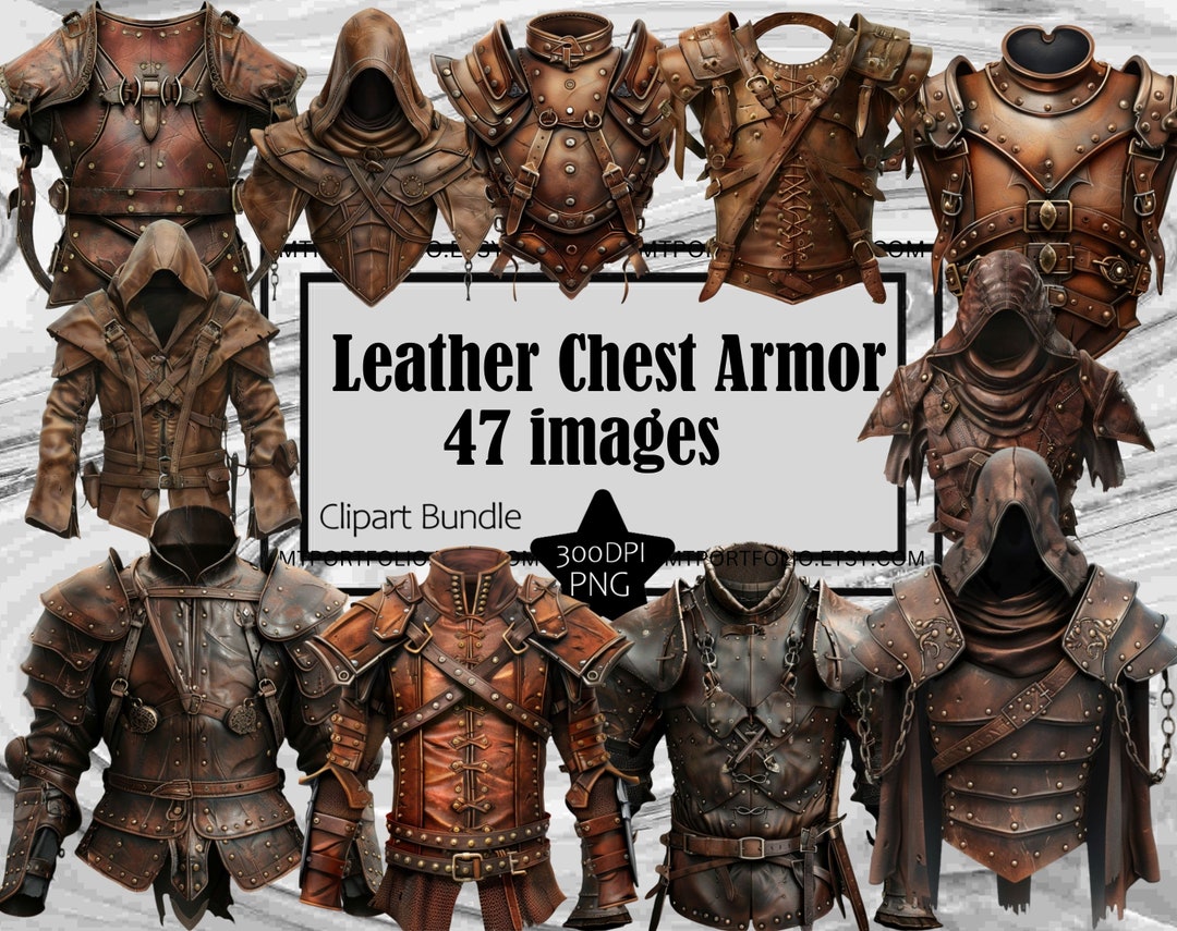 Leather Armor Clipart Cosplay Chest Armor PNG Bundle Medieval Armor ...