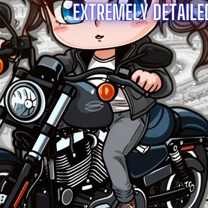 Chibi Biker Girls Clipart Motorcycle PNG Digital Download Leather ...