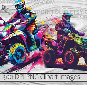 Neon ATV Clipart Neon Dirtbike PNG Quad Bike Bundle Motocross PNG Retro ...