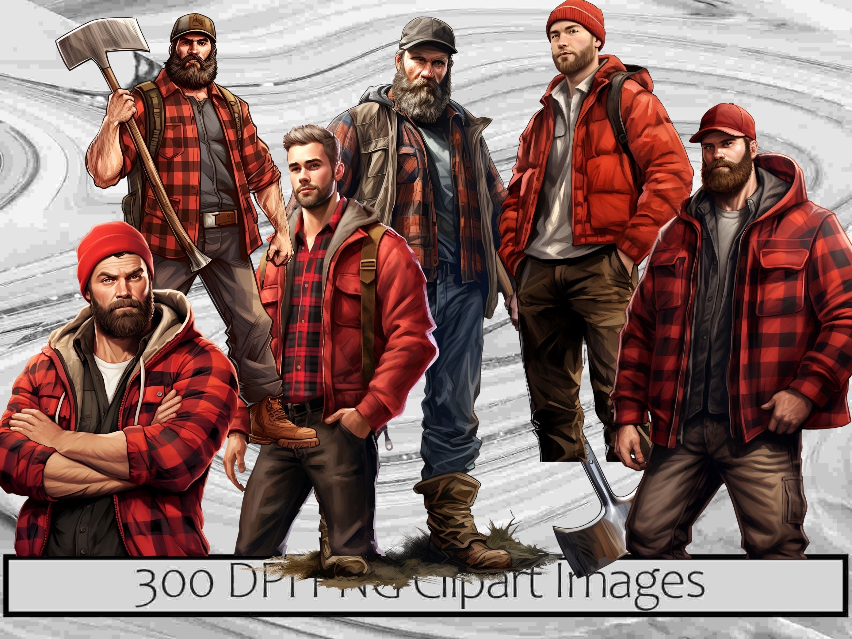 Lumberjack Clipart Logger PNG Red Plaid Graphics PNG Clipart Bundle ...