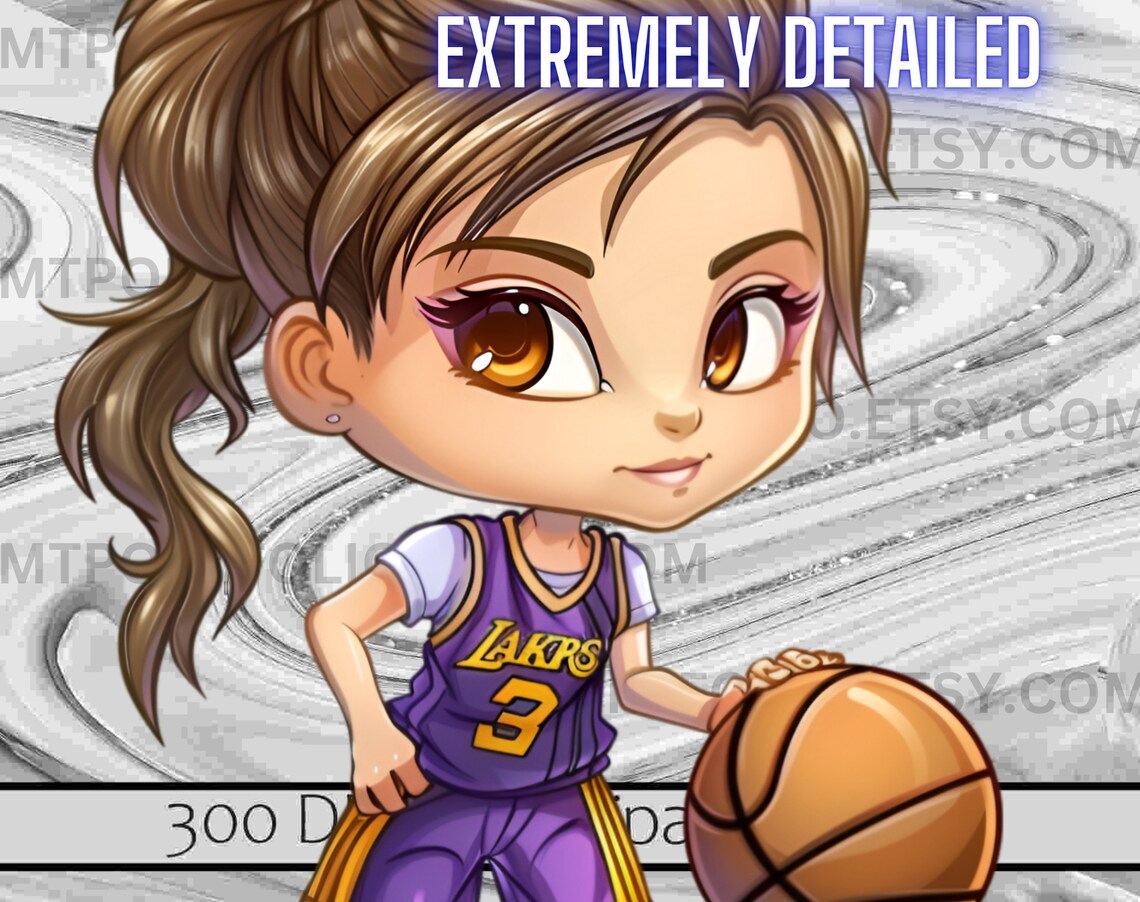 Basketball Girl Clipart Chibi Basketball Player Png Digital Download ...