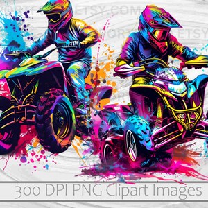 Neon ATV Clipart Neon Dirtbike PNG Quad Bike Bundle Motocross PNG Retro ...