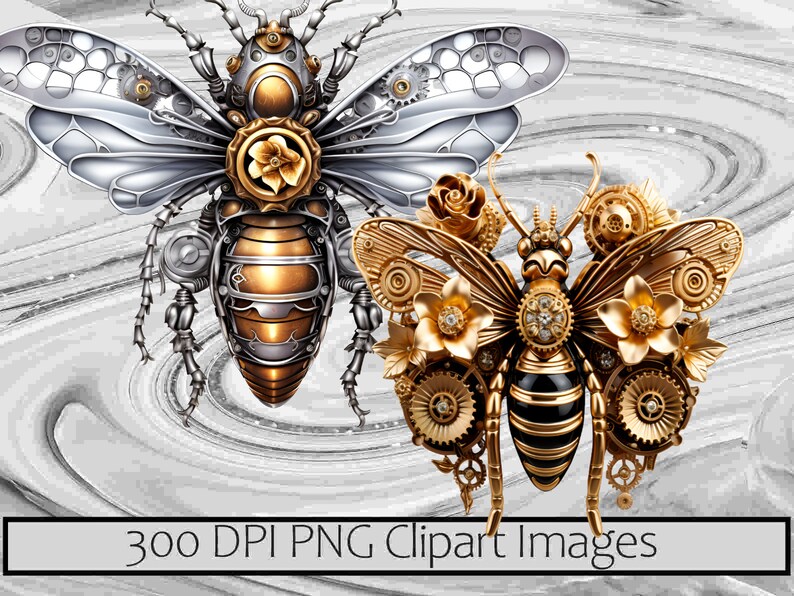 Steampunk Bees PNG Graphics Transparent Commercial Use ~digital ...