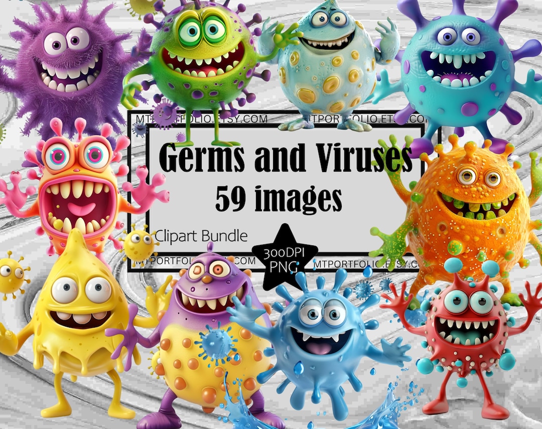Germs Clipart Virus Clipart PNG Bundle Anime Health Education PNG ...