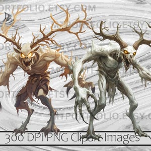 Wendigo Cryptid Clipart Classic Monster PNG Bundle PNG Graphics ...