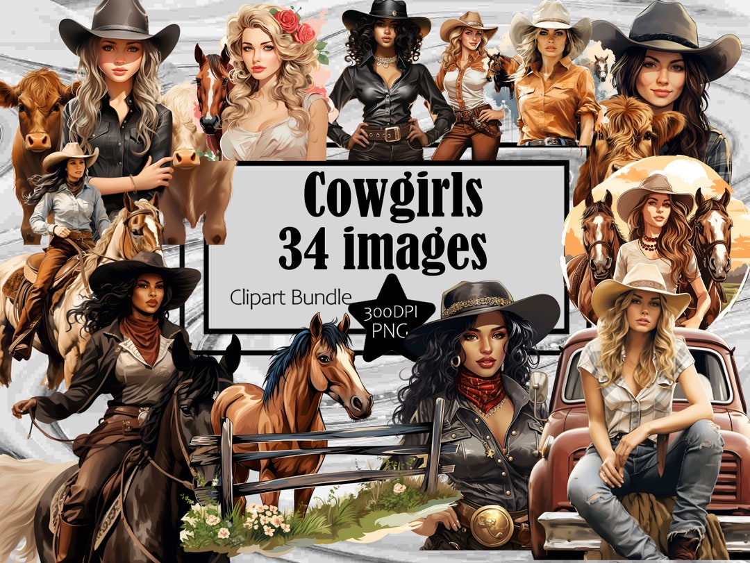 Cowgirls Clipart Farmgirls PNG Clipart Bundle Graphics Transparent ...