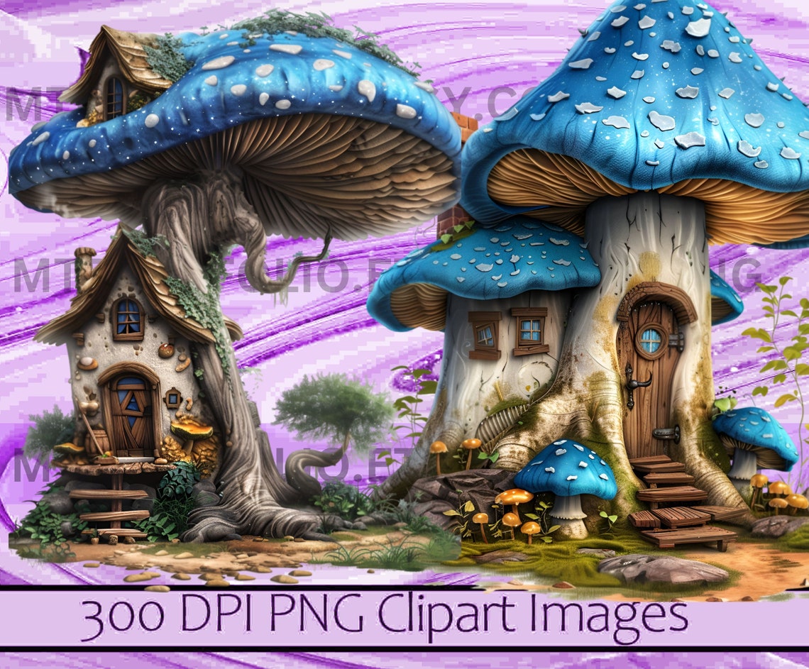 Mushroom House Clipart Blue Mushroom House Fairytale Fantasy House ...