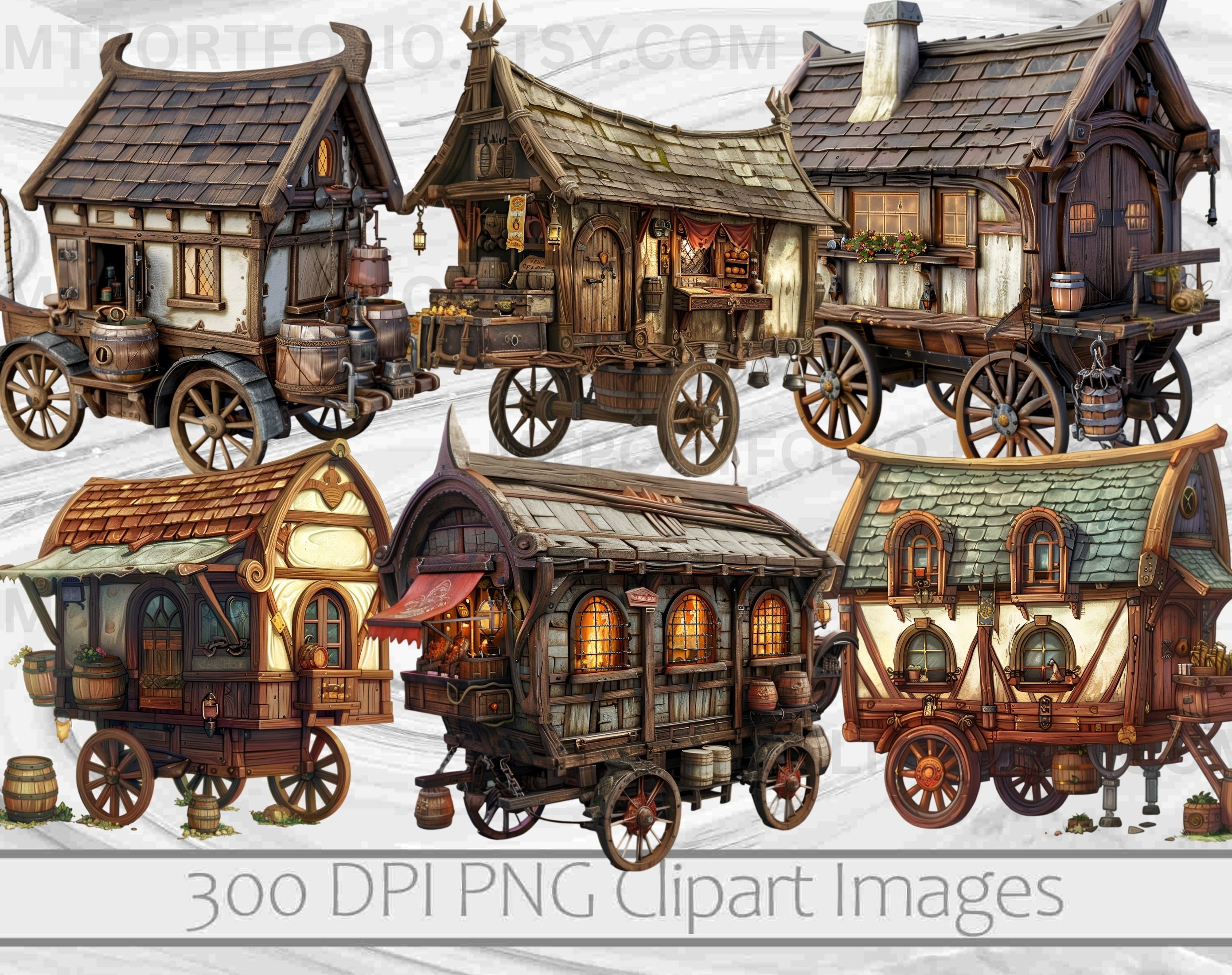 Merchant Cart Clipart Medieval Cart PNG Graphic RPG Shop Transparent ...