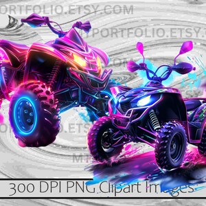 Neon ATV Clipart Neon Dirtbike PNG Quad Bike Bundle Motocross PNG Retro ...
