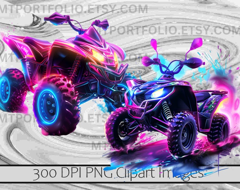 Neon ATV Clipart Neon Dirtbike PNG Quad Bike Bundle Motocross PNG Retro ...