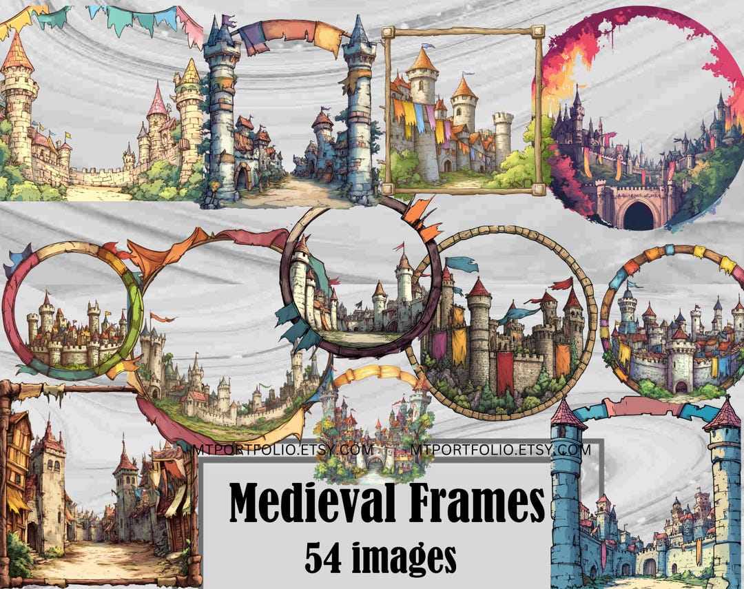 Medieval Village Frame Clipart Renaissance Frame Fairy Castle Border ...
