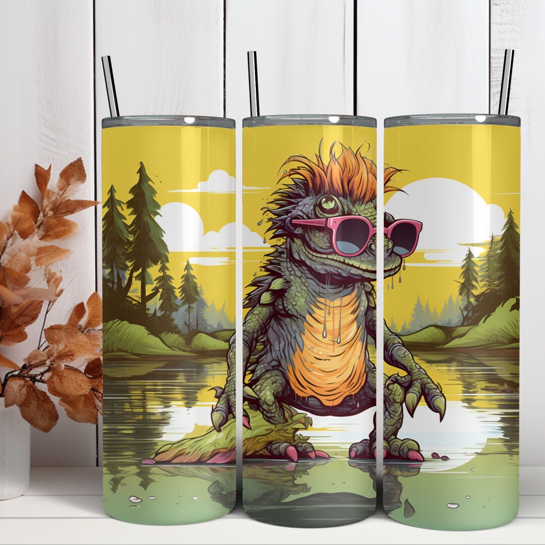 Swamp Monster 80s Pop Art Creature 20oz Skinny Tumbler Sublimation ...