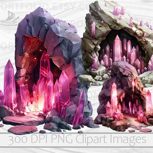 Pink Crystal Cave Clipart Pink Crystal Cave Pink Geode Cave Pink ...