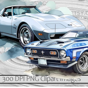 American Muscle Car Clipart Vintage Car PNG US Classic Car Graphic ...