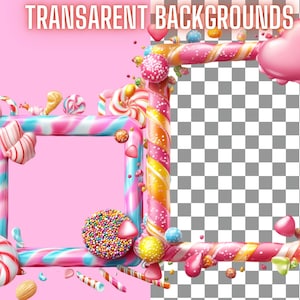 Candy Frame Clipart Rainbow Candy Frame Heart Border PNG Bundle ...