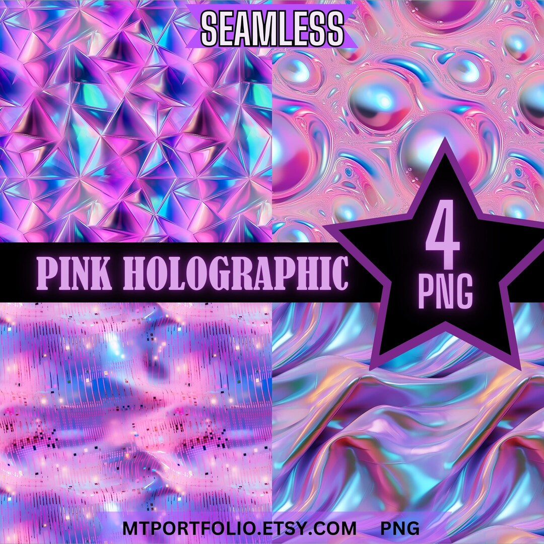 Holographic Pink Cyberpunk Fabric Texture Digital Paper Seamless ...