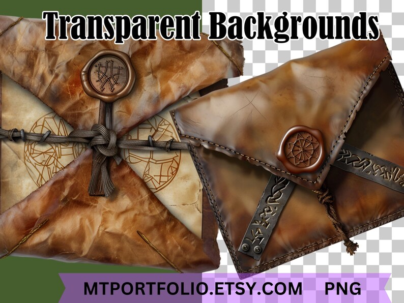 Leather Envelope Clipart Parchment PNG Bundle Medieval Graphics ...