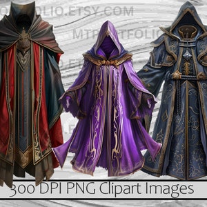 Wizard Robes Clipart Magic Cloak PNG Cosplay Robe Clipart Digital ...