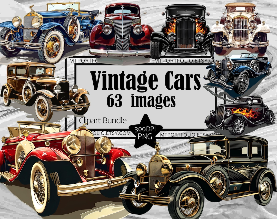 Vintage Car Clipart Classic Car PNG 50 Hot Rod Car Graphic Bundle ...