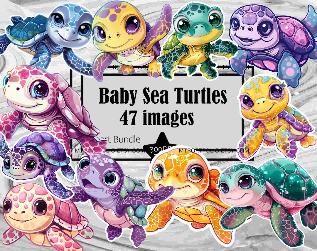 Baby Sea Turtle Clipart Anime Baby Turtle PNG Bundle PNG Graphic ...