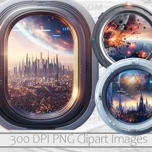 Spaceship Window Clipart Portal Window PNG Bundle PNG Graphics ...
