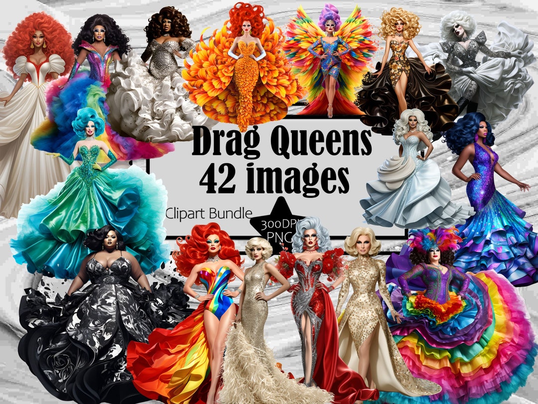 Drag Queen Clipart LGBTQ PNG Drag Show Graphics Glam PNG Clipart Bundle ...