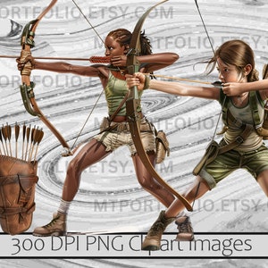Archery Clipart Watercolor Bow and Arrow PNG Bullseye Target Bundle ...
